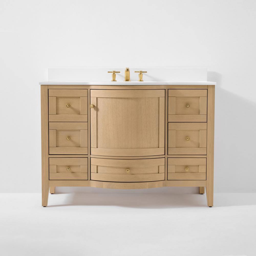 Ancerre Designs Lauren 42 in. W Bath Vanity in Oak with White Quartz ...