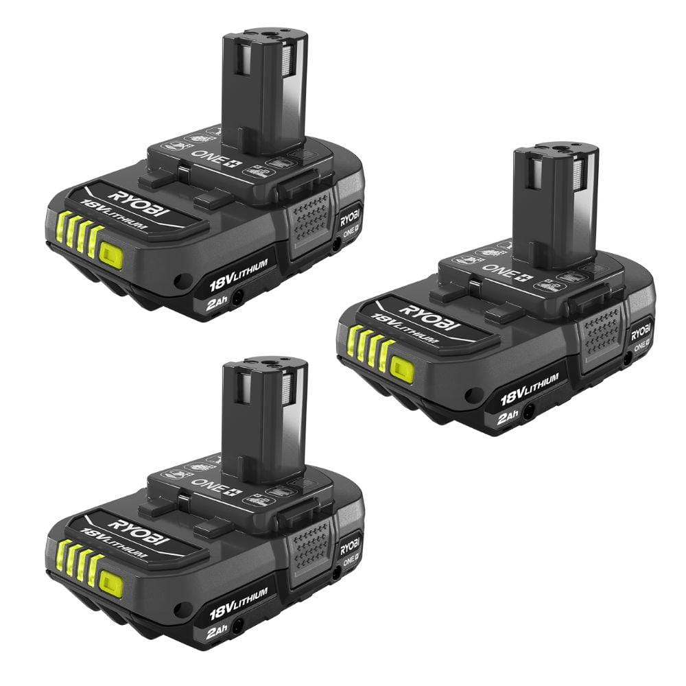 RYOBI ONE+ 18V Lithium-Ion 2.0 Ah Compact Battery (3-Pack) PBP006-3 ...