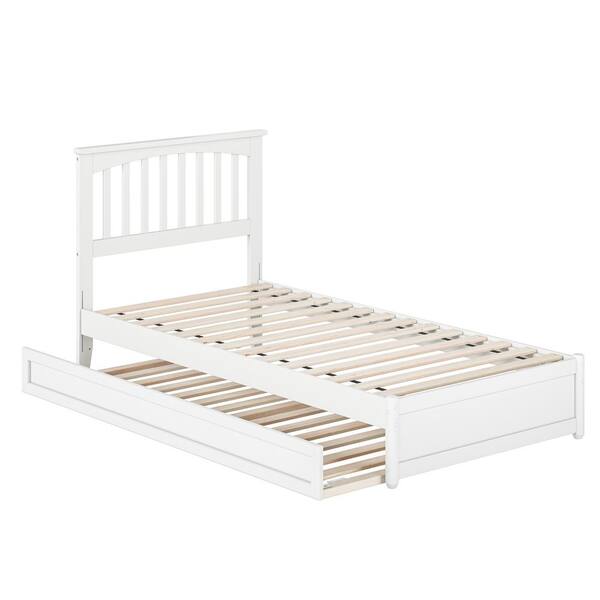 AFI Everett White Solid Wood Frame Twin XL Platform Bed with Panel Footboard and Twin XL Trundle ...