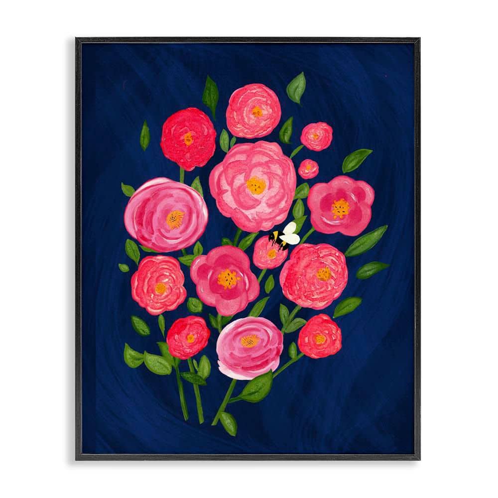 Stupell Industries Pink Poses Bunches by Michelle Ingari Designs Black ...