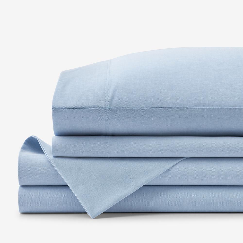 The Company Store Company Cotton Oxford Blue Cotton Full Sheet Set ...
