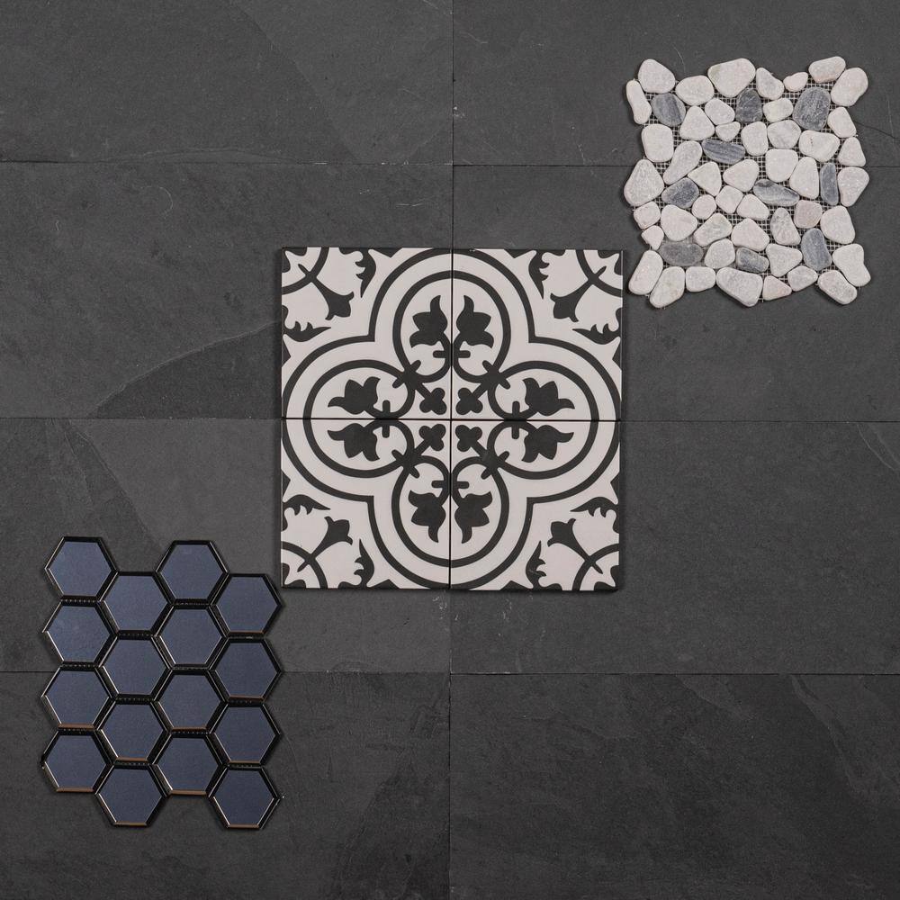 MSI Take Home Tile Sample - Montauk Black Slate 4 in. x 4 in. Mixed ...