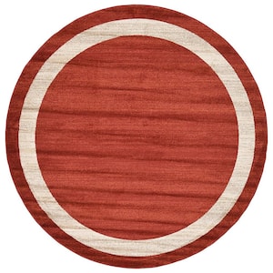 Red Polypropylene 6 ft. x 6 ft. Medallion Indoor Round Area Rug A46A1 ...