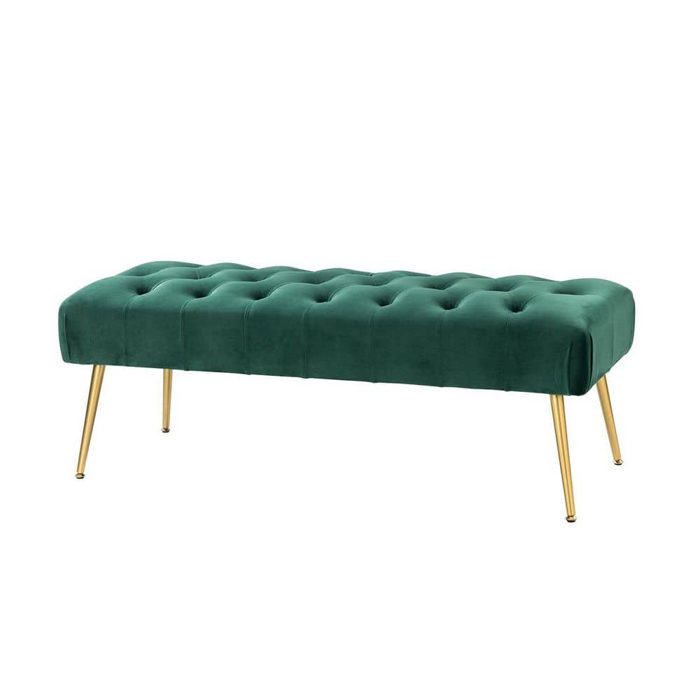 ARTFUL LIVING DESIGN Adela Wide Green Bedroom Bench with Metal Legs 48 ...