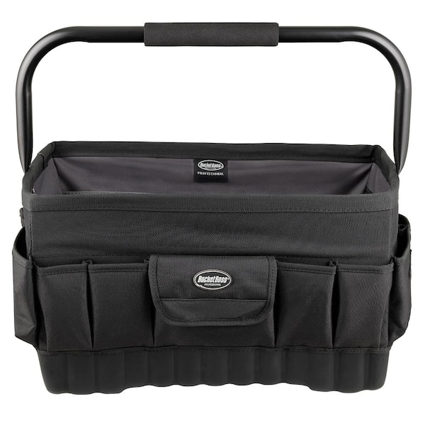 BUCKET BOSS Pro Box 18 in. Open Top Tool Tote Storage Bag with 21 ...