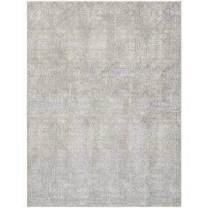 Nourison Iliana Beige Grey 9 ft. x 12 ft. Damask Contemporary Area Rug ...