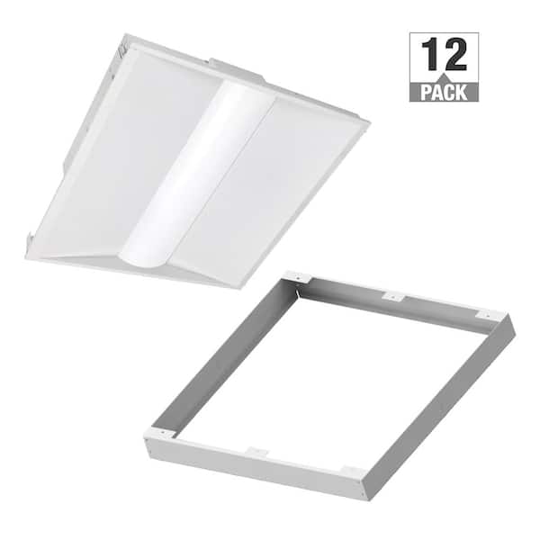 ETI LIGHTING 2 ft. x 2 ft. Center Basket LED Troffer Light with Surface Mount Kit 4350 Lumens ...