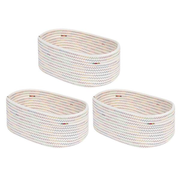 Multi-Colored 12 in. x 5 in. Cotton Decorative Basket (Set of 3) With ...
