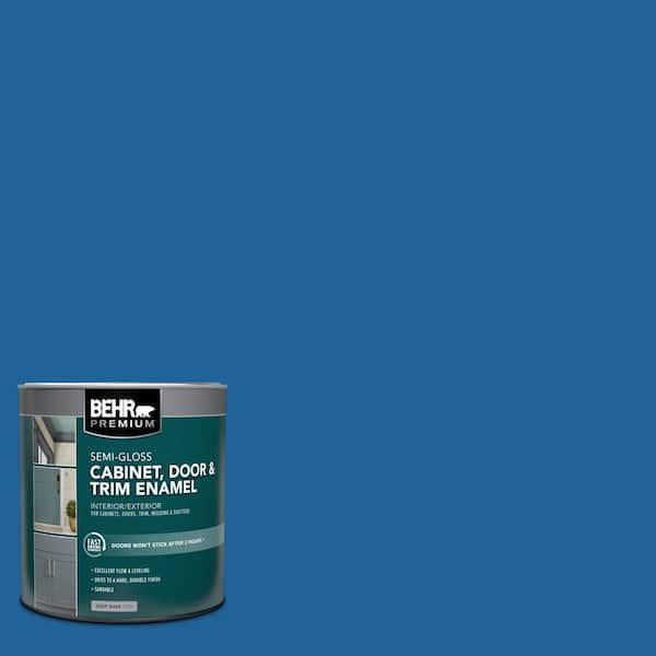 BEHR PREMIUM 1 qt. #570B-7 Cobalt Glaze Semi-Gloss Enamel Interior ...