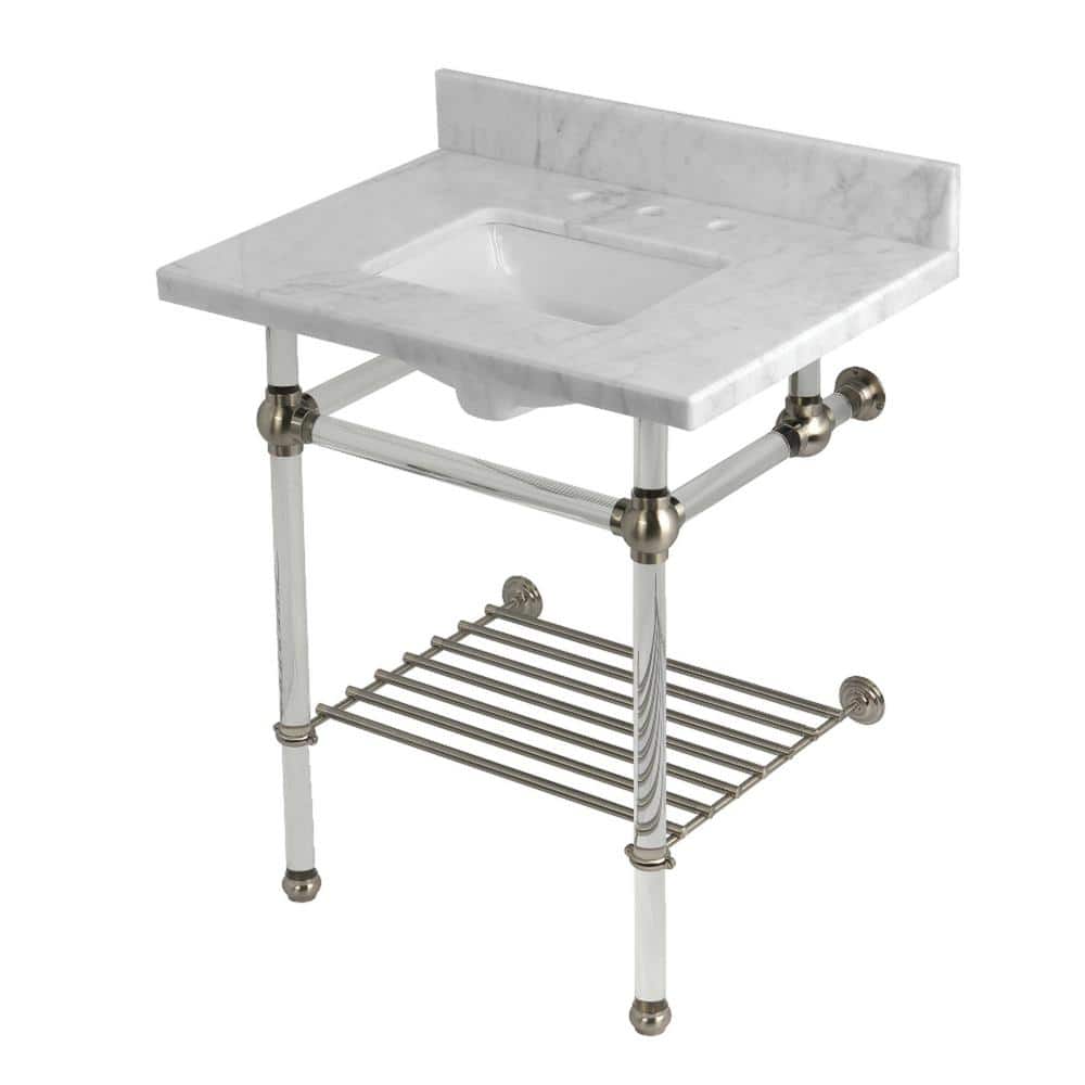Kingston Brass Templeton 30 in. Marble Console Sink with Acrylic Legs ...