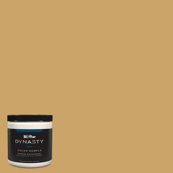 BEHR DYNASTY 8 oz. #PPU6-17 Classic Gold Satin Enamel Stain-Blocking ...