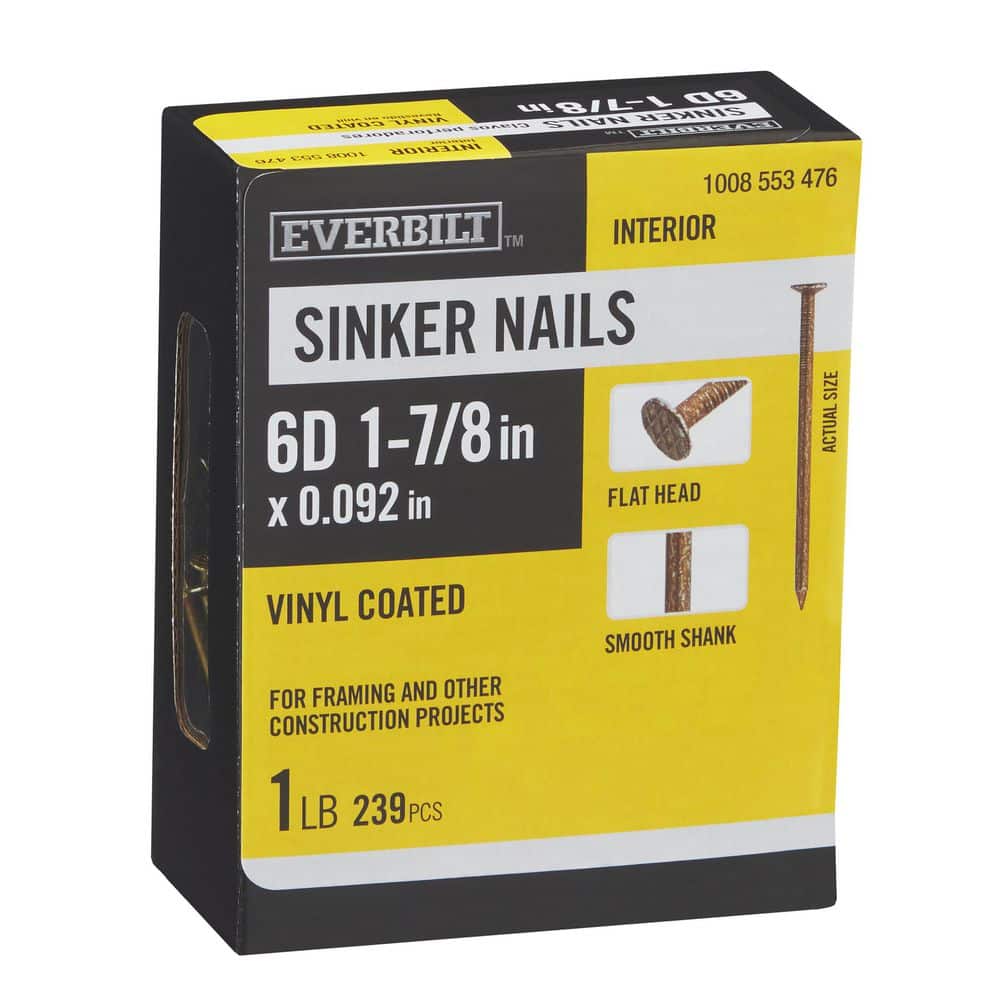 Everbilt 1-7/8 in. x 6D Vinyl Coated Non-Collated Framing Nails (Sinker ...