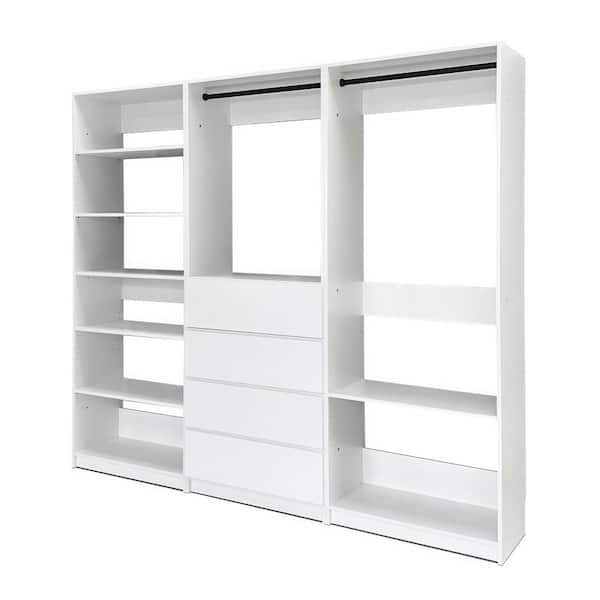 Klair Living Prosper 96 in. W White Tower System Freestanding-Shelf ...