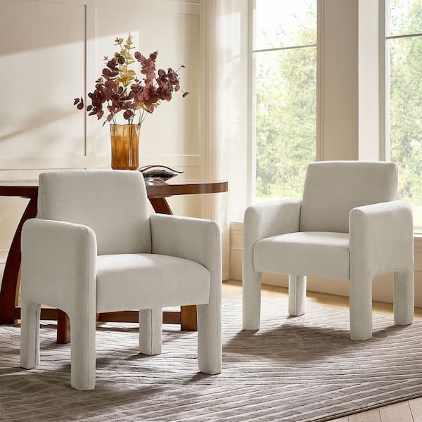 JAYDEN CREATION Novia Dove Polyester Dining Chair with Wood Frame (Set ...