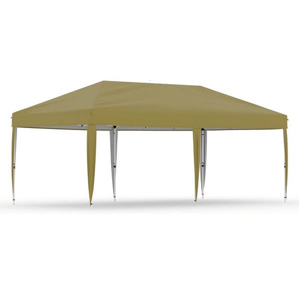 homfan 10 ft. x 20 ft. Khaki Rectangular Pop Up Canopy Tent with No ...