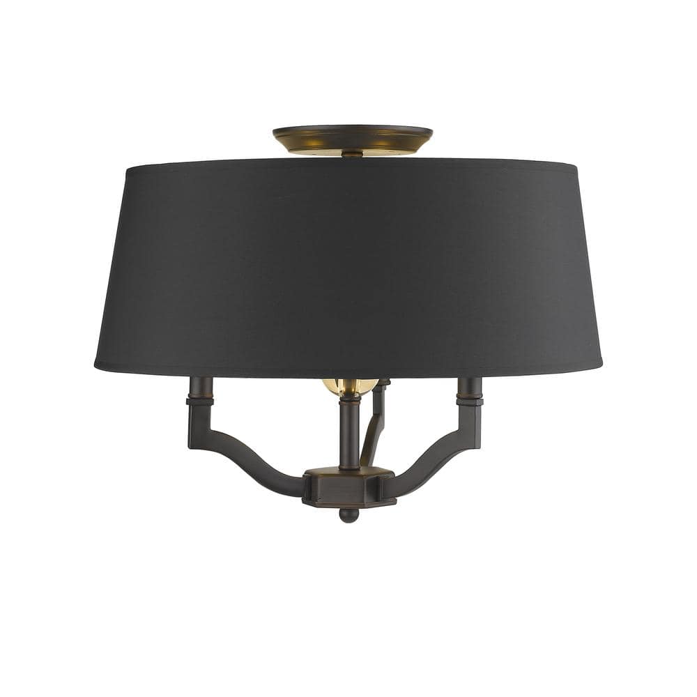 Golden Lighting Waverly 19 in. 3-Light Rubbed Bronze with Tuxedo Shade ...