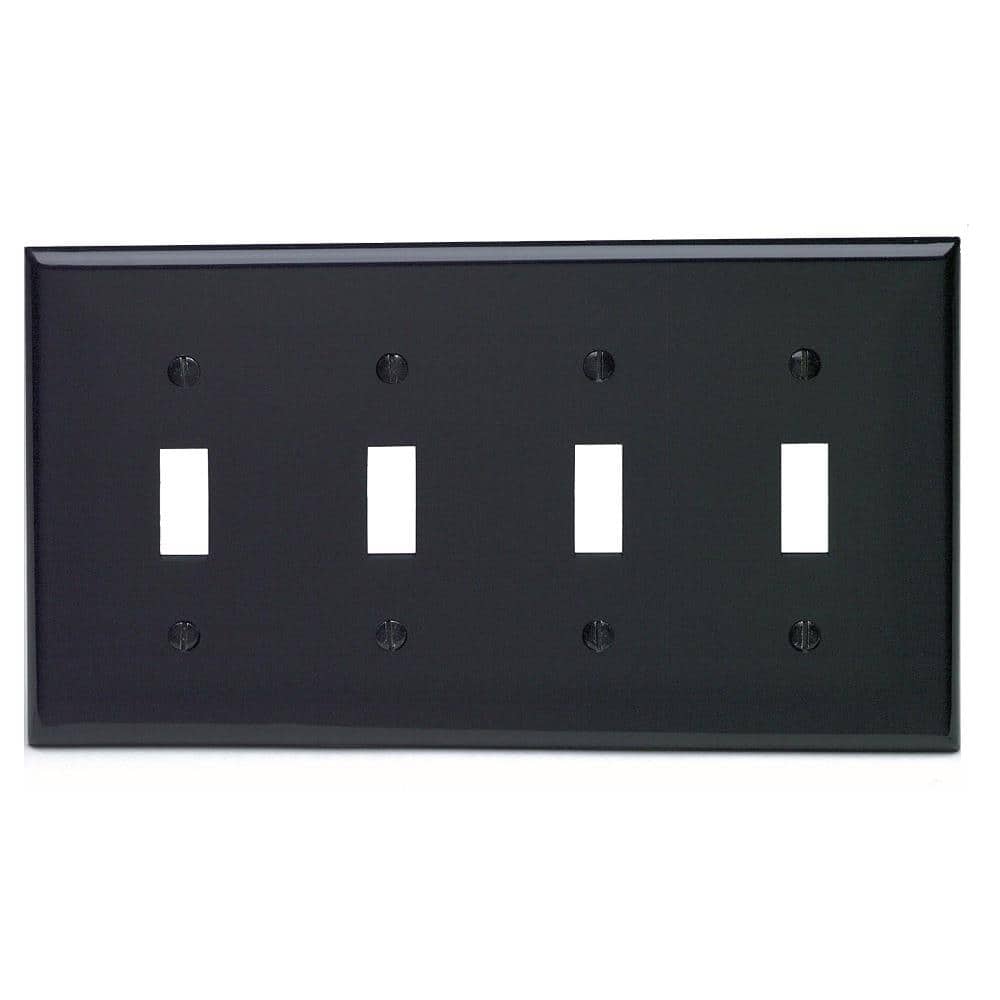 Leviton 4-Gang Black Toggle Nylon Standard Wall Plate (1-Pack) 80712-E ...