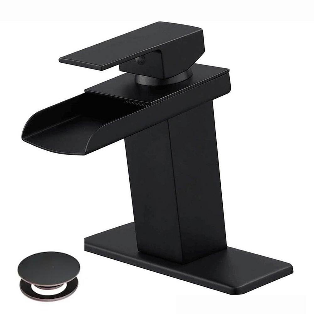 HOMEMYSTIQUE Single Handle Waterfall Spout Single Hole Bathroom Sink ...