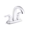 KOHLER Rubicon 4 in. Centerset Double Handle High Arc Bathroom Faucet in Polished Chrome R29405 ...