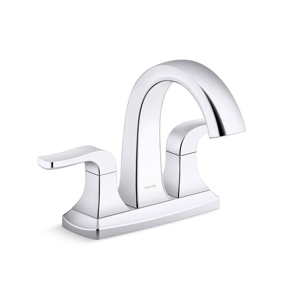 KOHLER Rubicon 4 in. Centerset Double Handle High Arc Bathroom Faucet in Polished Chrome R29405 ...