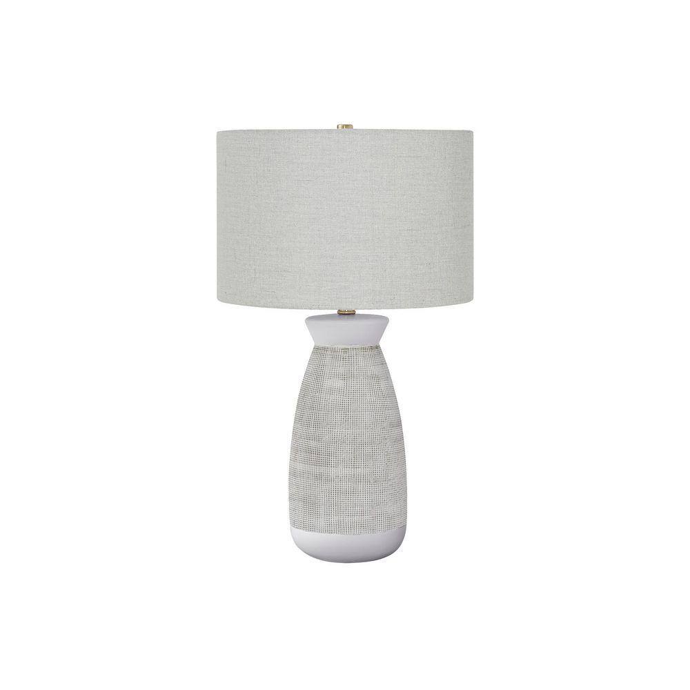 Jushua Contemporary 27 in. H Table Lamp with Grey Shade, Grey Ceramic ...