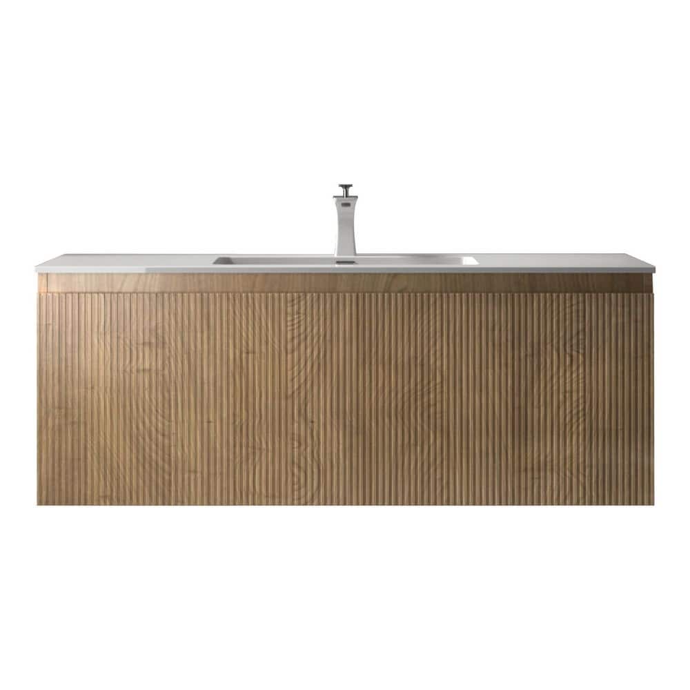 TONA Liner 48 in. Single Yellow Oak Bath Vanity Wall-Mounted Floating ...