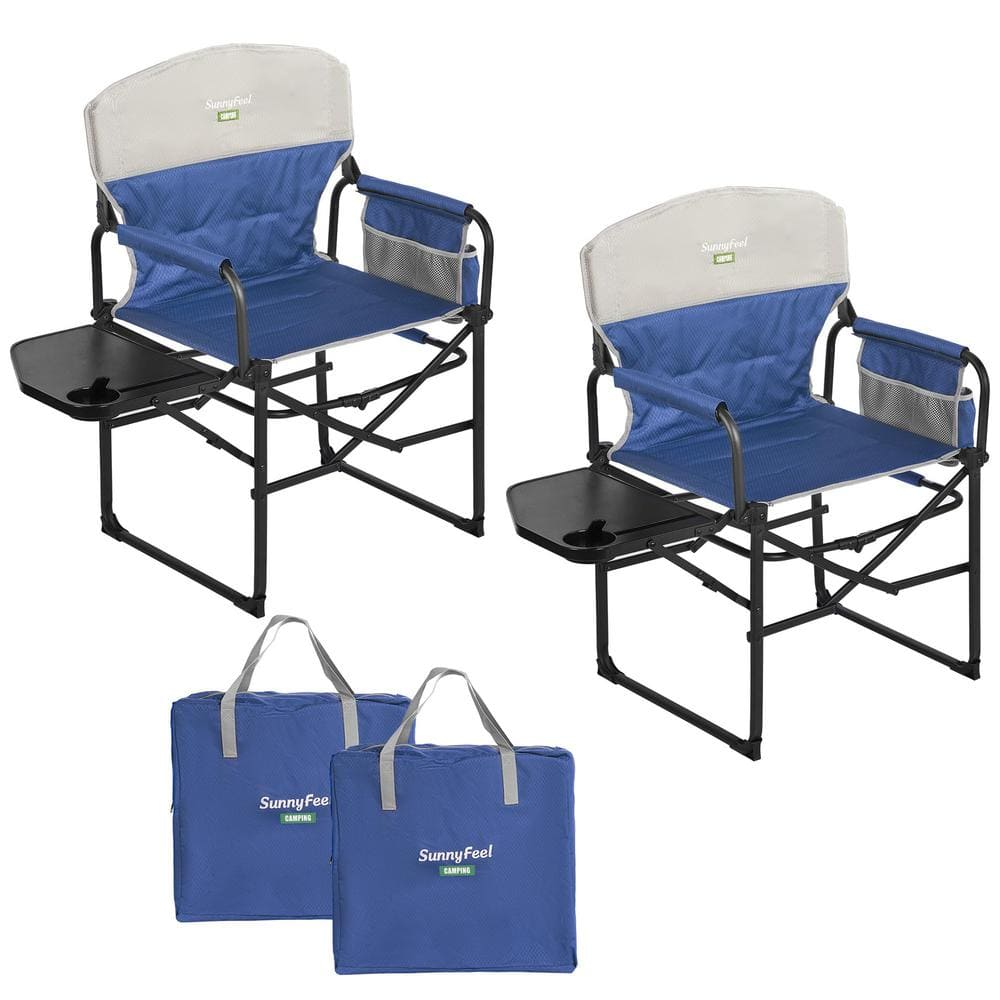 Angel Sar Heavy-Duty Oversized Folding Camping Chair with Side Table ...