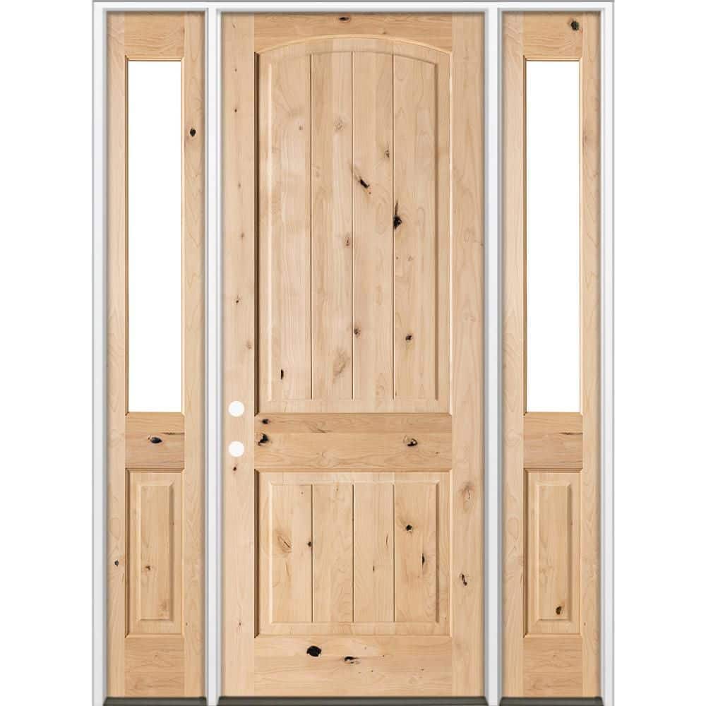 Krosswood Doors 58 in. x 96 in. Knotty Alder Arch Top Right-Hand ...