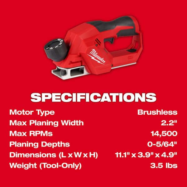 Milwaukee M12 12V Lithium-Ion Brushless Cordless 2 in. Planer (Tool ...