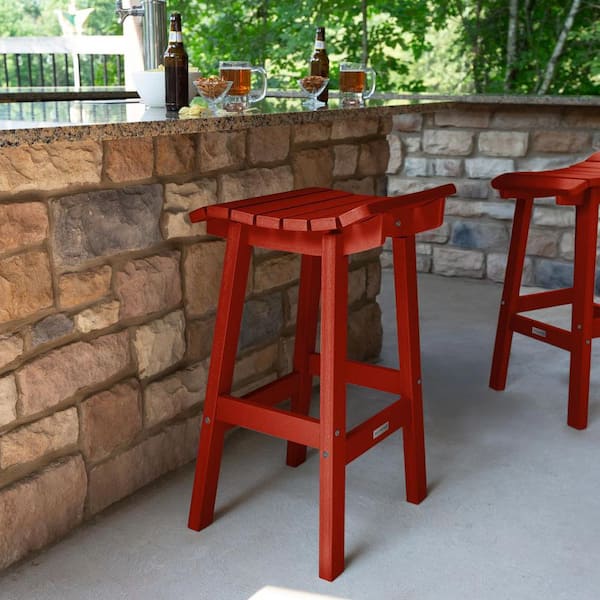 Highwood Summit Square Rustic Red Recycled Plastic Bar Height Outdoor ...