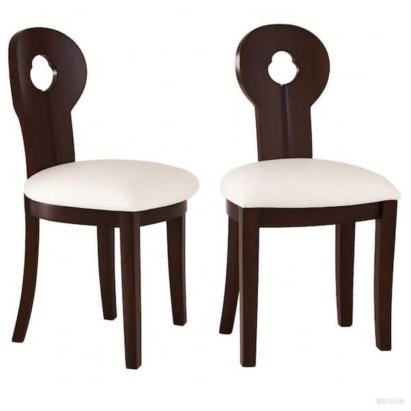Walnut Fabric Dining Chair Set of 2, Linen Upholstered Parson Chair ...