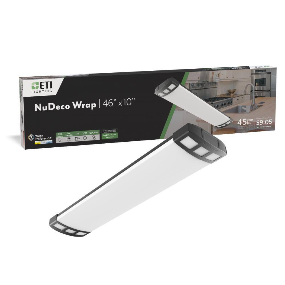 ETI LIGHTING NuDeco 4 ft. x 10 in. Modern Black Craftsman Style LED ...