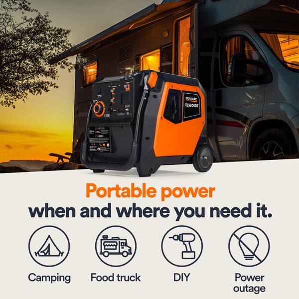Generac 3800/3000-Watt Dual Fuel Inveter Generator, Fully Enclosed Case ...