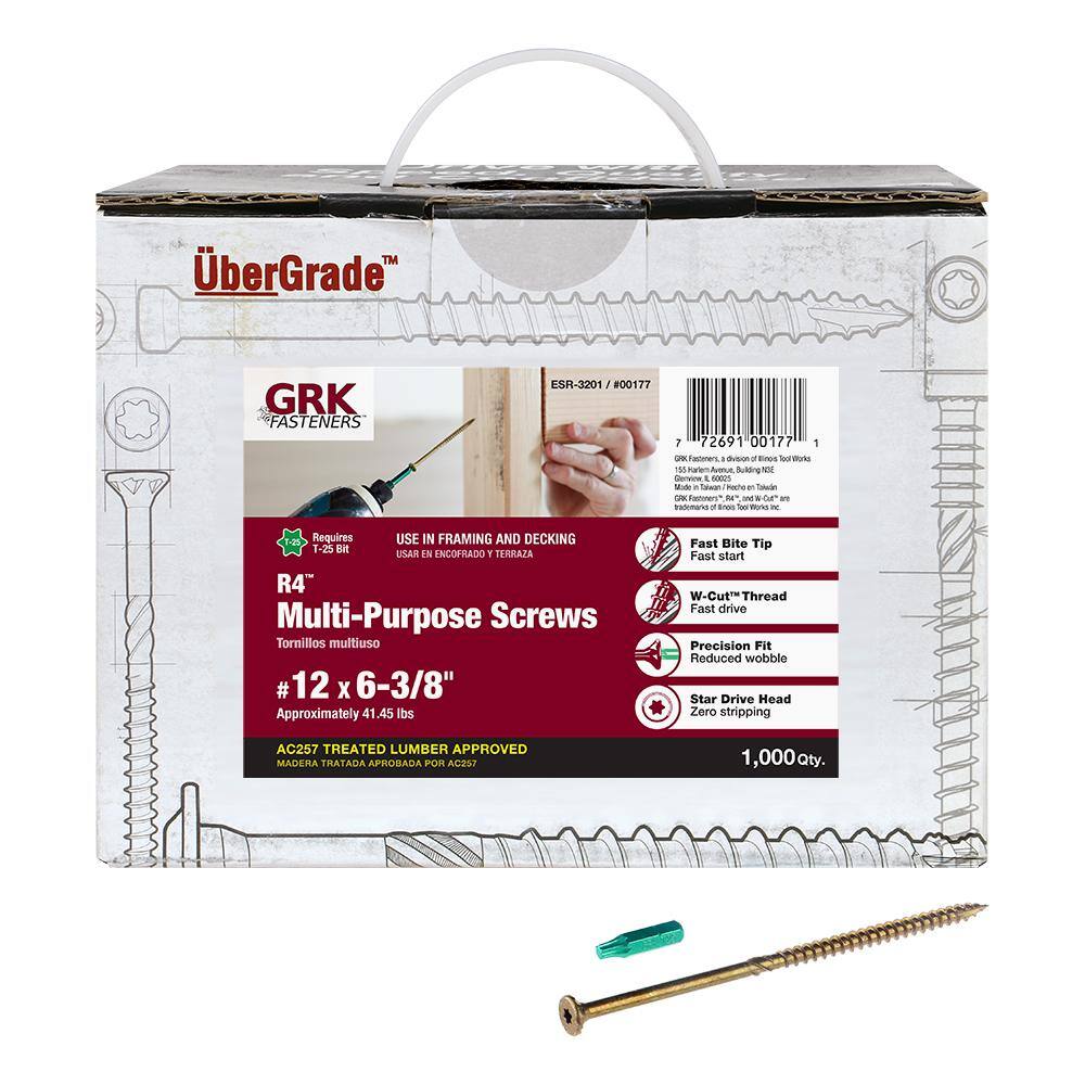 GRK Fasteners #12/14 x 6-3/8 in. Star Drive Bugle Head R4 Multi-Purpose ...
