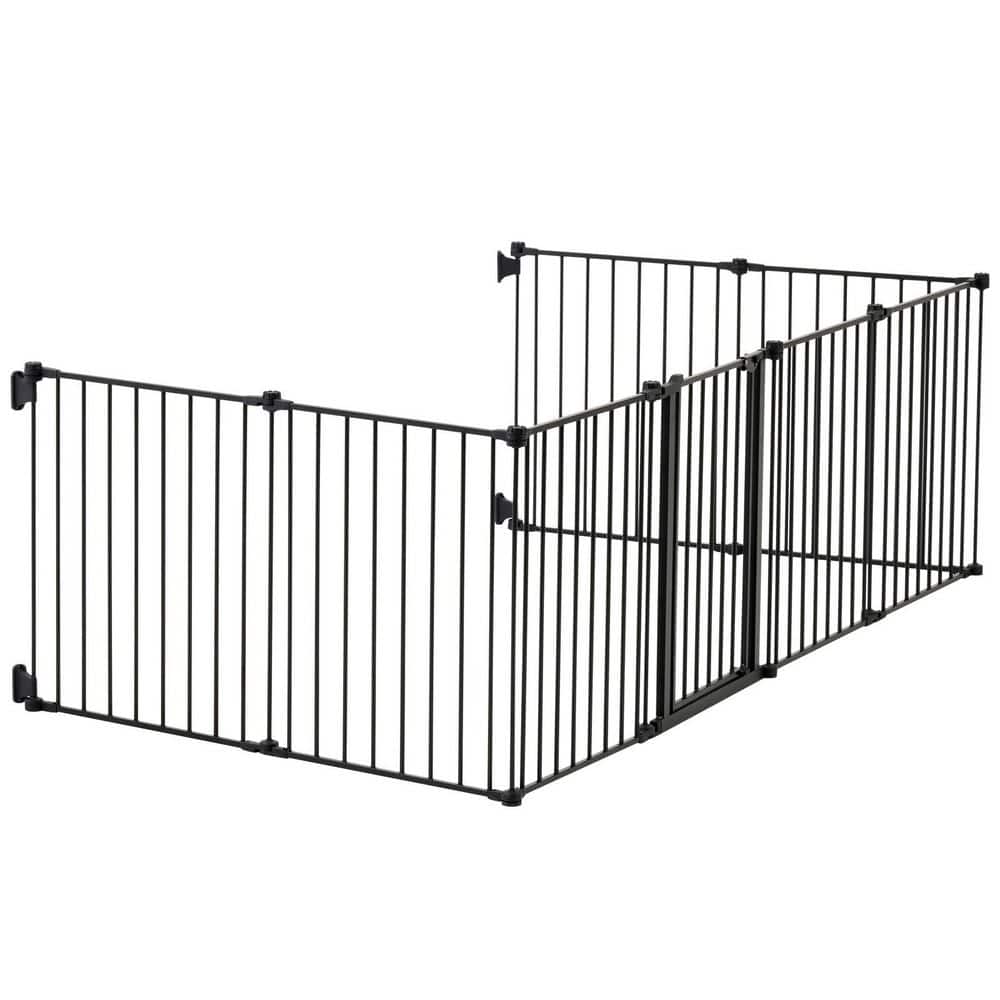 SKYSHALO Baby Gate, 192 in. Extra Wide, 28 in. High 8-Panel Foldable ...