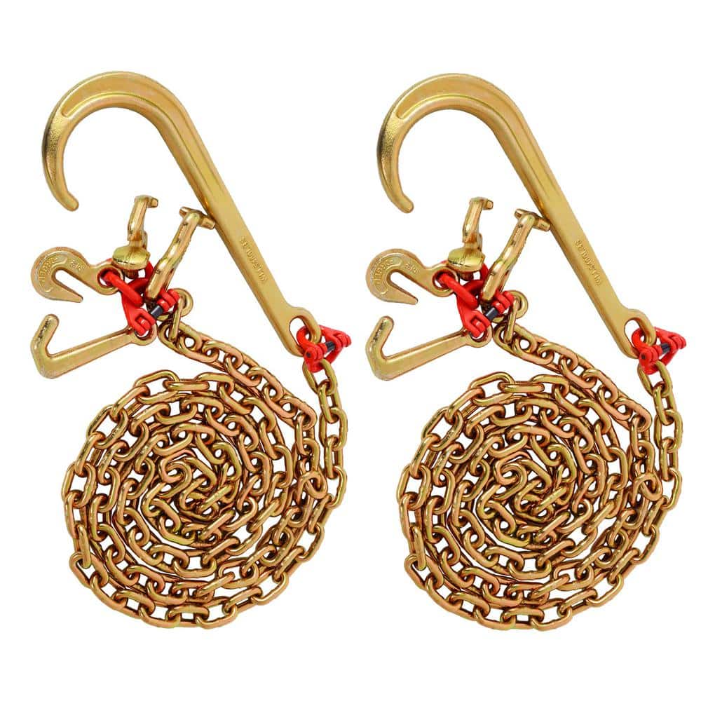 Amucolo J Hook Chain, 5/16 in. x 10 ft. Bridle Tow Chain, G80 Bridle ...