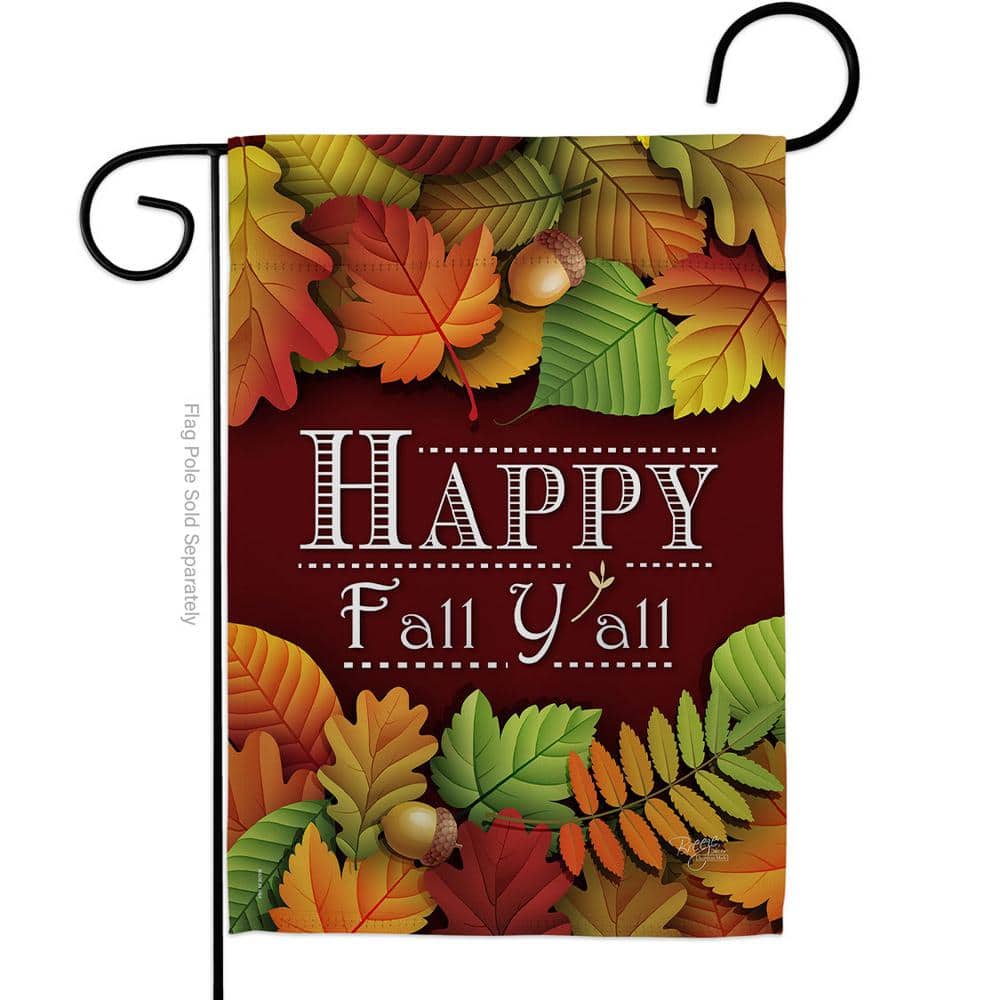 Breeze Decor 13 in. x 18.5 in. Happy Fall Y All Garden Flag Double ...