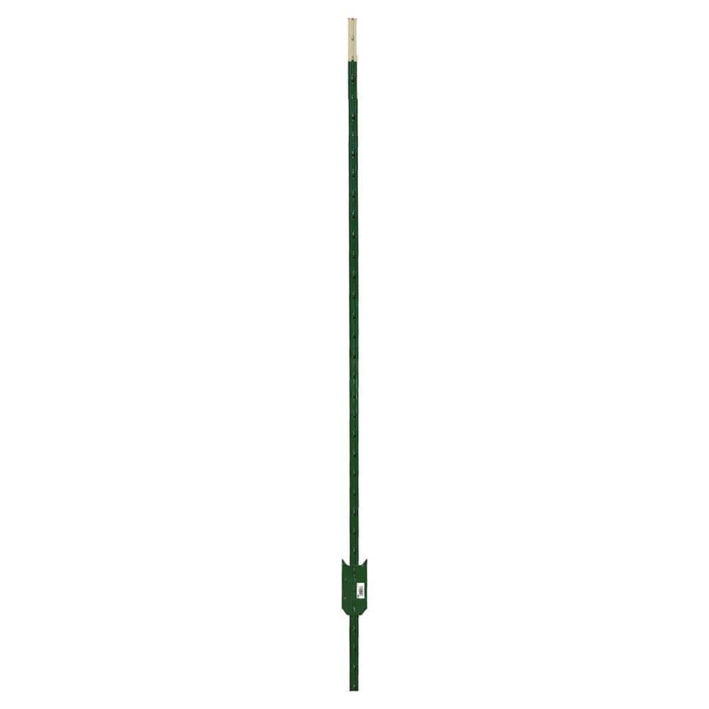 Everbilt 1-3/4 in. x 3-1/2 in. x 7 ft. Green Steel Fence T-Post with ...