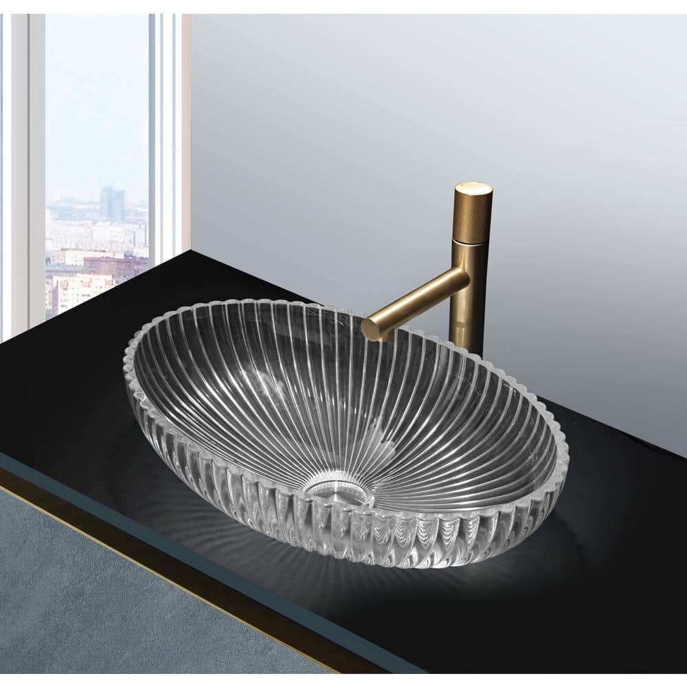 castellousa Lucine 21 in. Modern Clear Transparent Tempered Glass ...