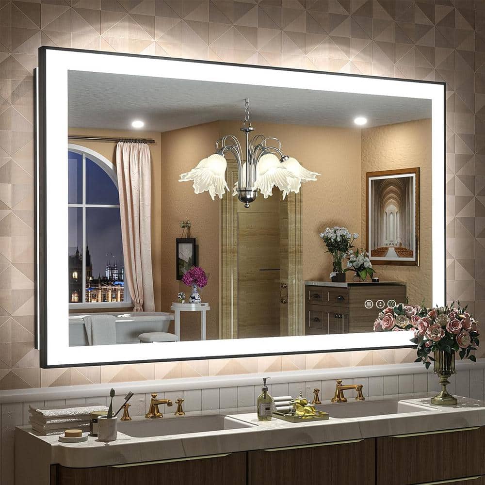 Apmir 48 in. W x 32 in. H Rectangular Space Aluminum Framed Dual Lights ...