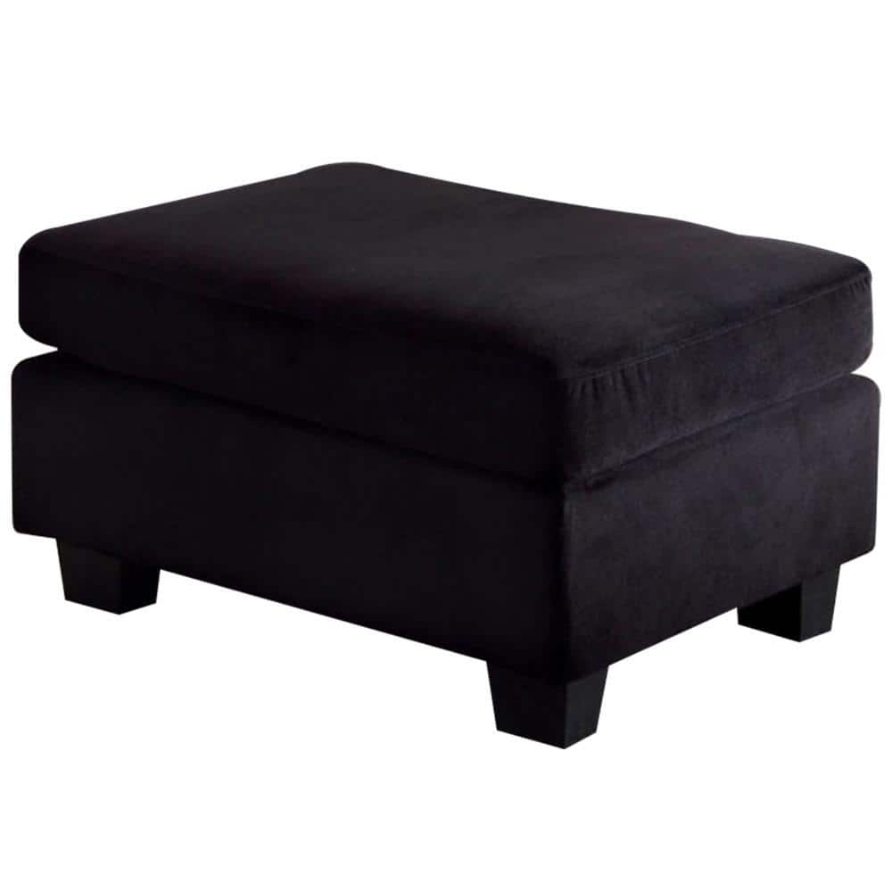 Benjara Black Fabric Rectangle Accent Ottoman BM123172 - The Home Depot