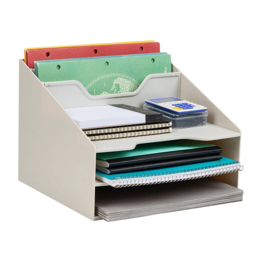 Mind Reader Beige 11.75 in. W x 9.5 in. H Plastic Desktop Organizer ...
