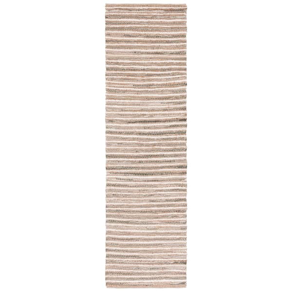 SAFAVIEH Cape Cod 2 ft. x 8 ft. Natural/Green Striped Abstract Runner ...