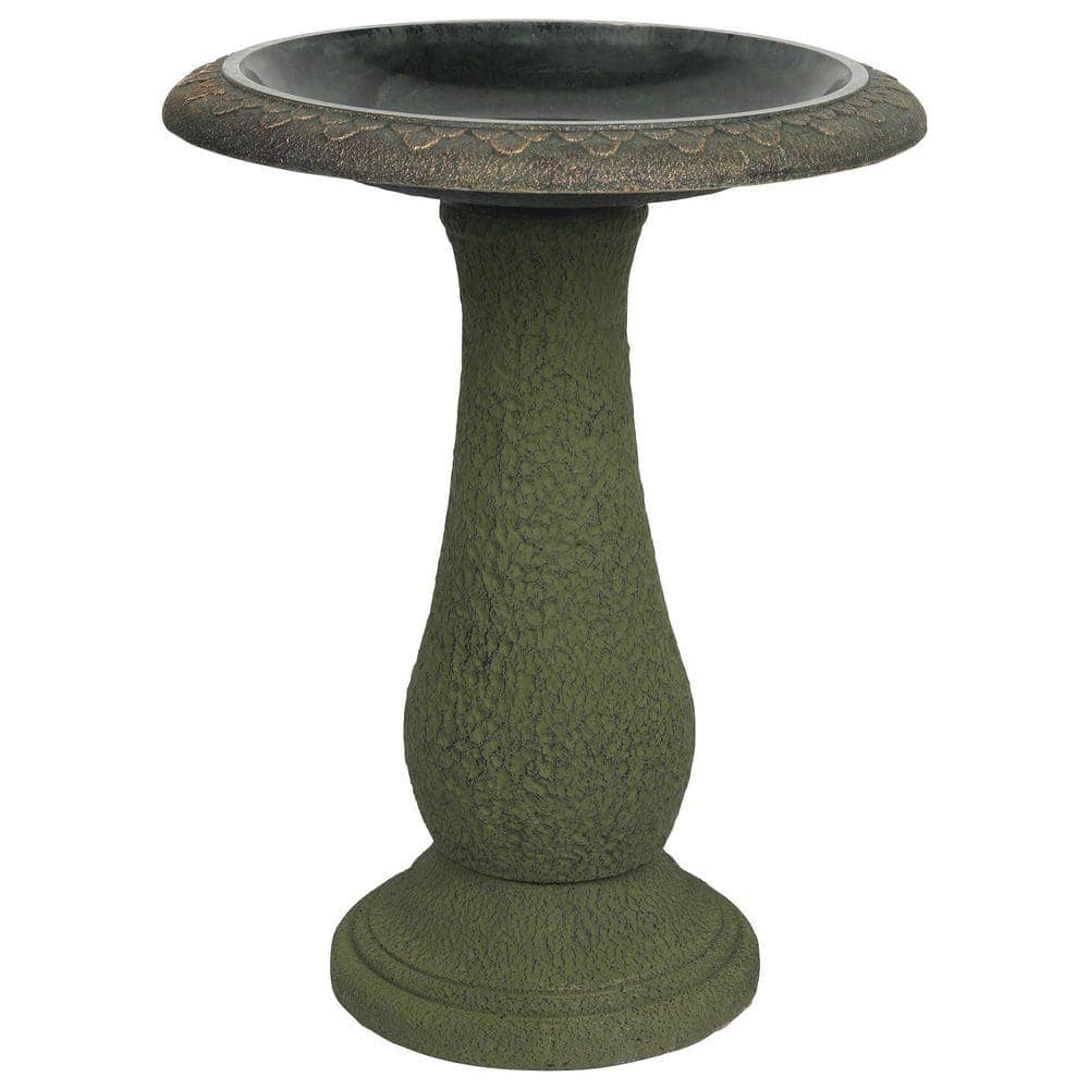 MOEPISY 17.7 in. Dia Bronze Outdoor Bird Bath, Weather-Resistant Garden ...