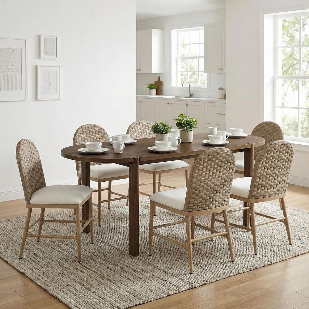 CHRISTOPHER KNIGHT HOME Forestra Modern 7-Piece Oval Walnut Wood Top ...