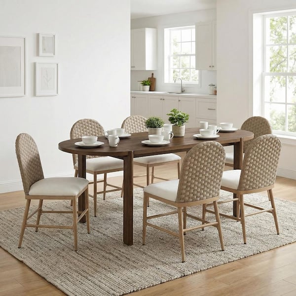 CHRISTOPHER KNIGHT HOME Forestra Modern 7-Piece Oval Walnut Wood Top ...