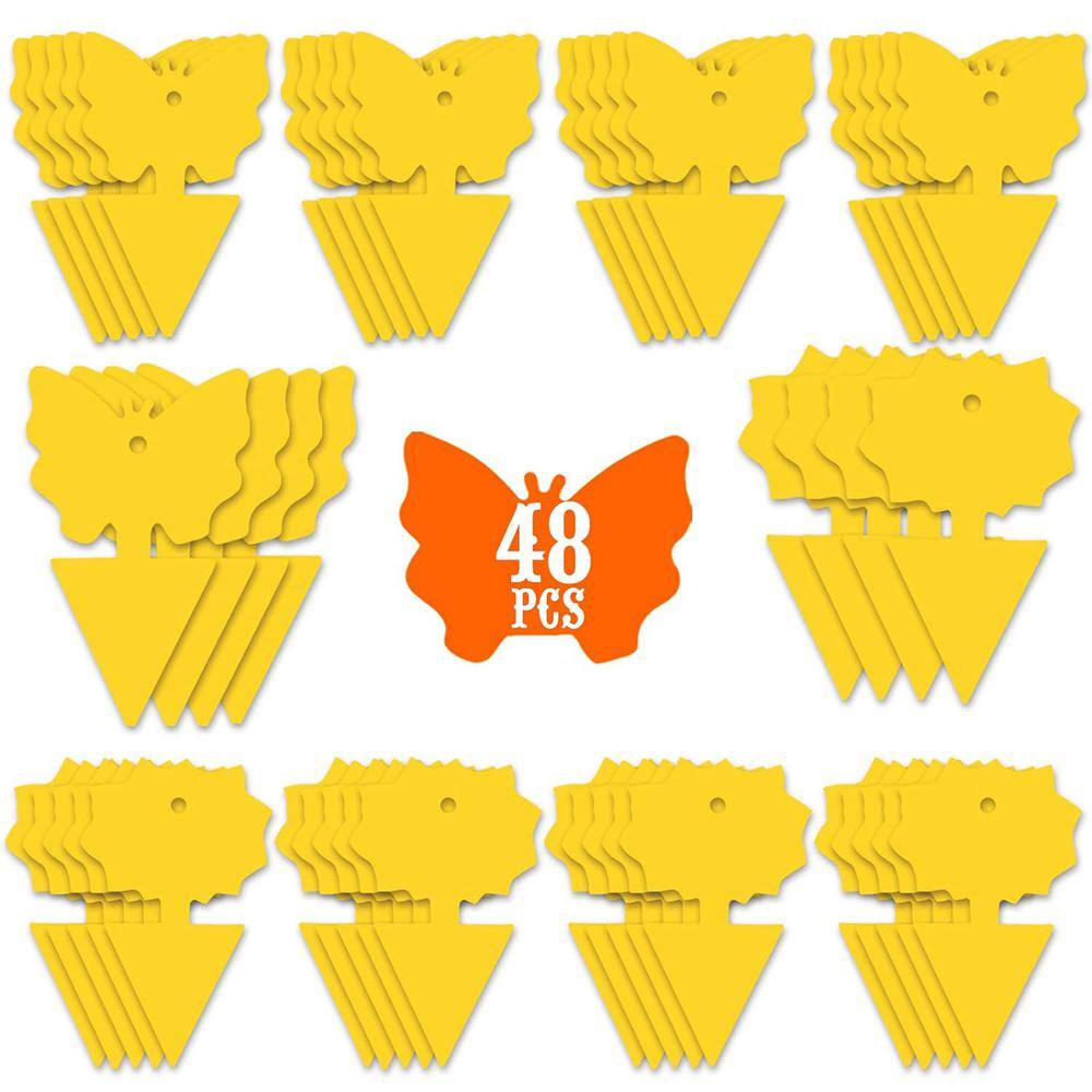 ATENGNES 48-Pieces Lemon Yellow Fruit Fly Sticky Traps, Fungus Gnat ...