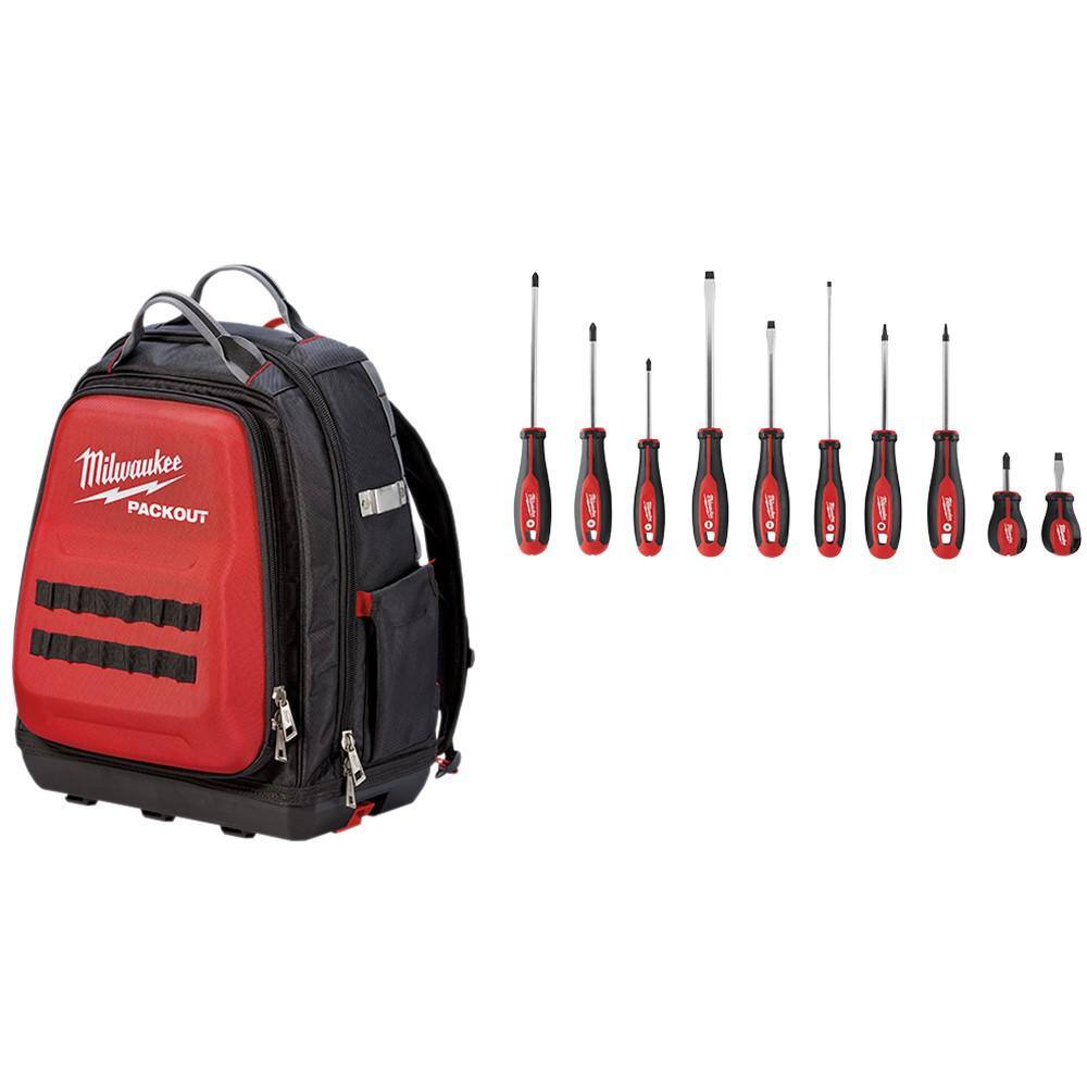Milwaukee 15 in. PACKOUT Tool Backpack with Screwdriver Set (11-Piece ...
