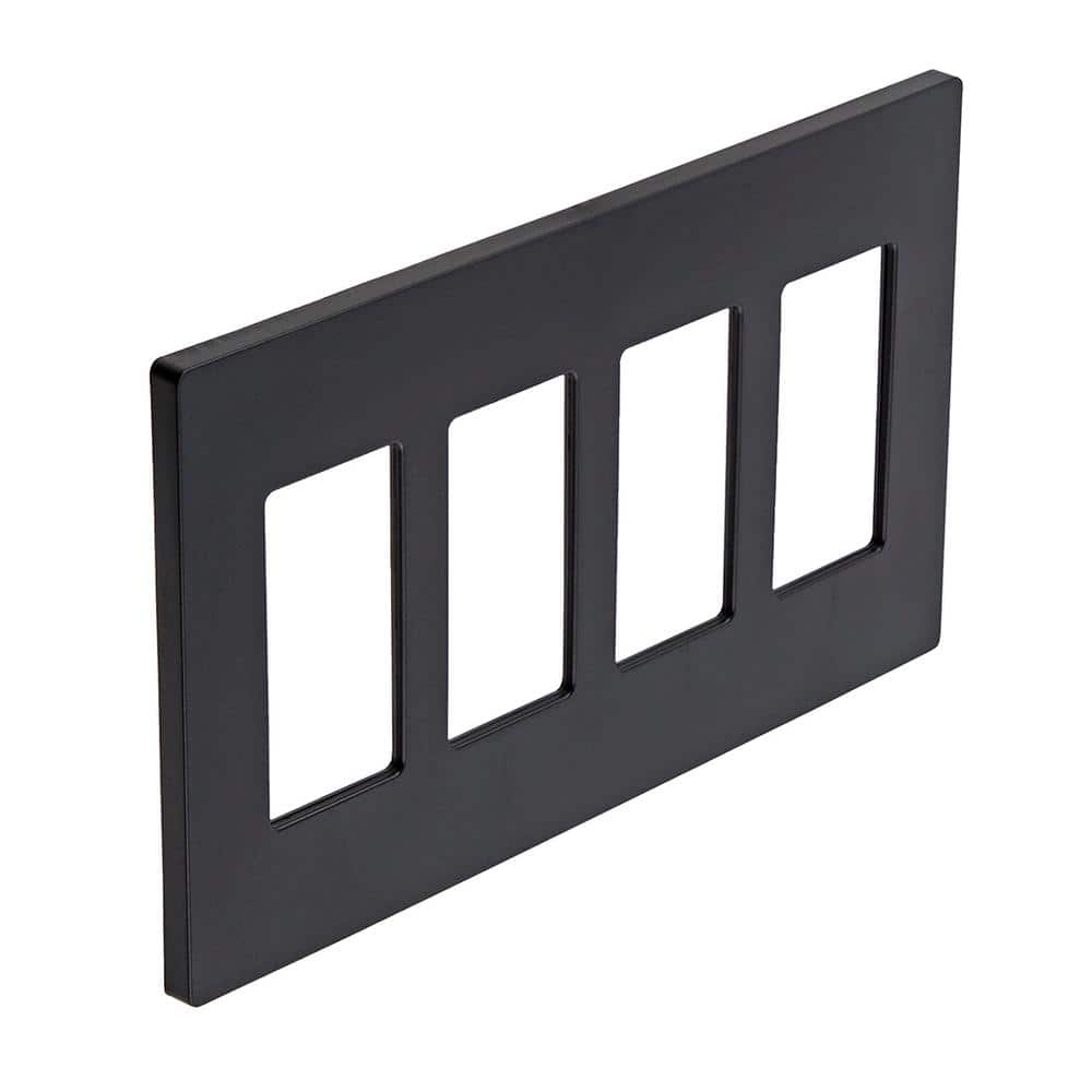 Hampton Bay Maple Hill Black 4-Gang Decorator/Rocker Plastic Wall Plate ...