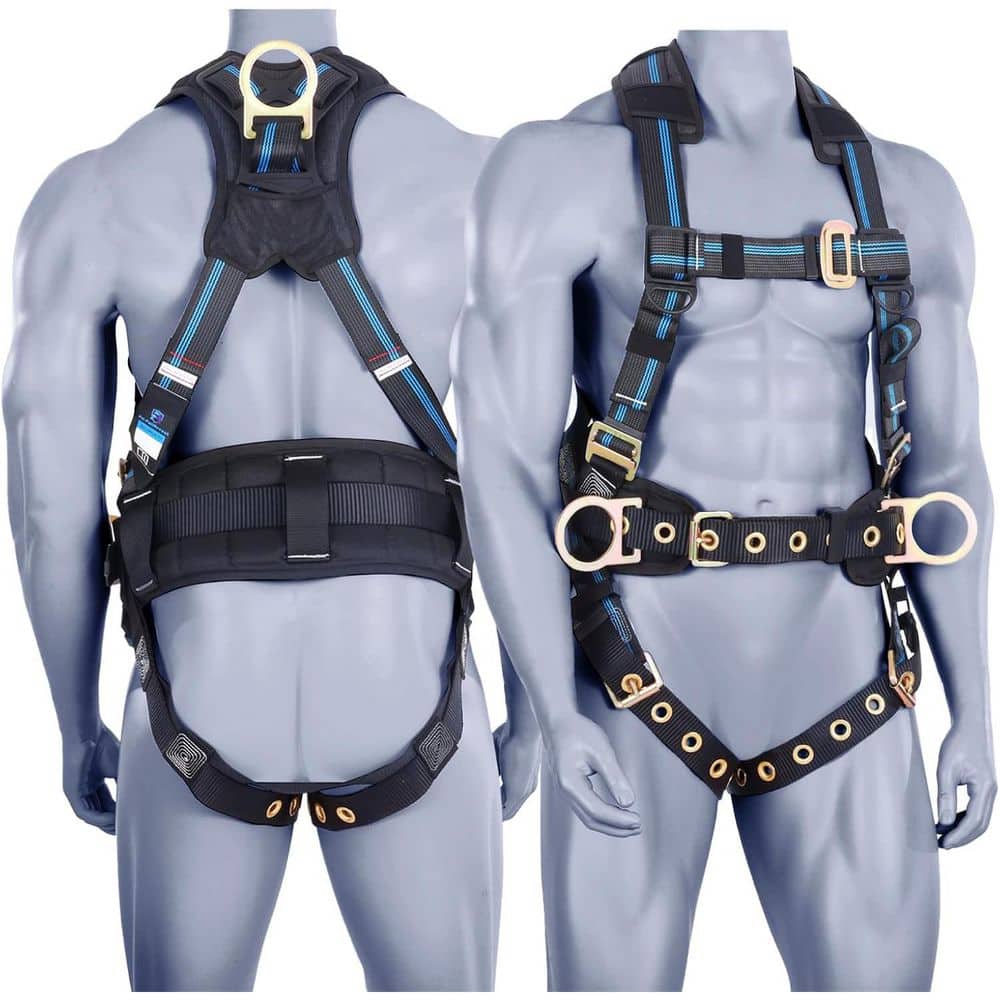 KIWDZFU Full-Body Safety Harness with Vented Padded Shoulder Back Legs ...
